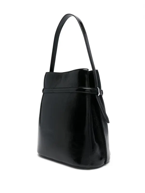 TOTEME Belted Naplack-leather Bucket Bag - Black