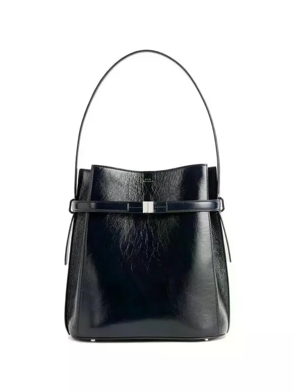 TOTEME Belted Naplack-leather Bucket Bag - Black