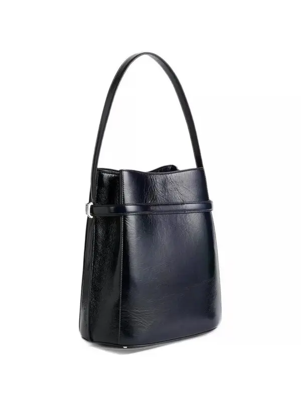 TOTEME Belted Naplack-leather Bucket Bag - Black