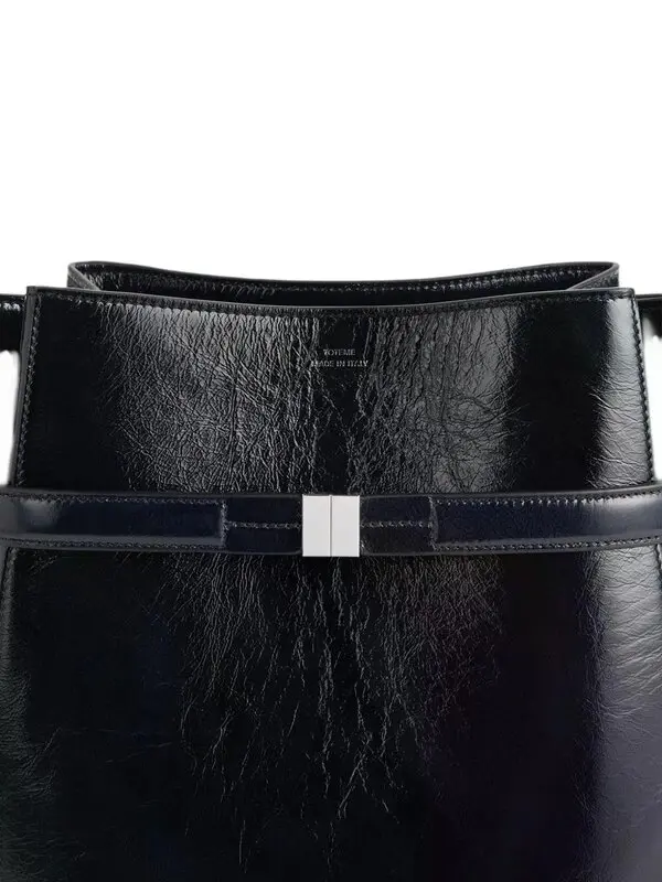 TOTEME Belted Naplack-leather Bucket Bag - Black