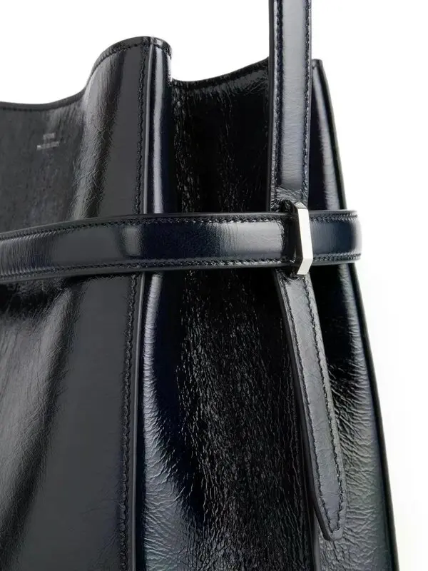TOTEME Belted Naplack-leather Bucket Bag - Black
