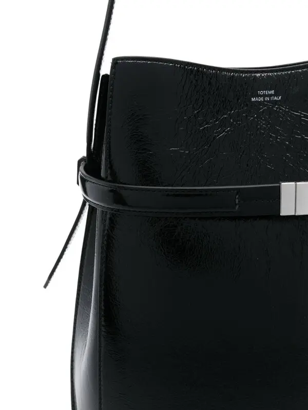 TOTEME Belted Naplack-leather Bucket Bag - Black