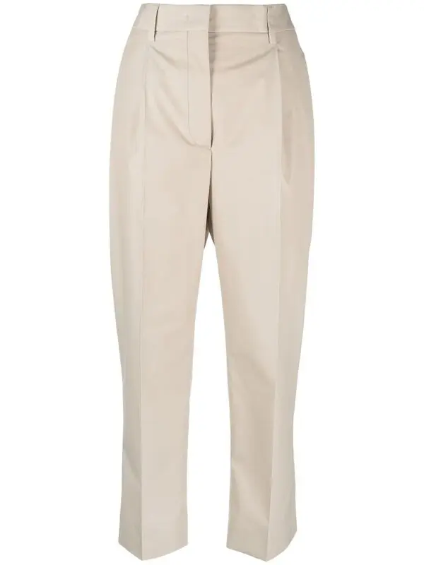 Prada Cropped Tailored Trousers - Neutrals