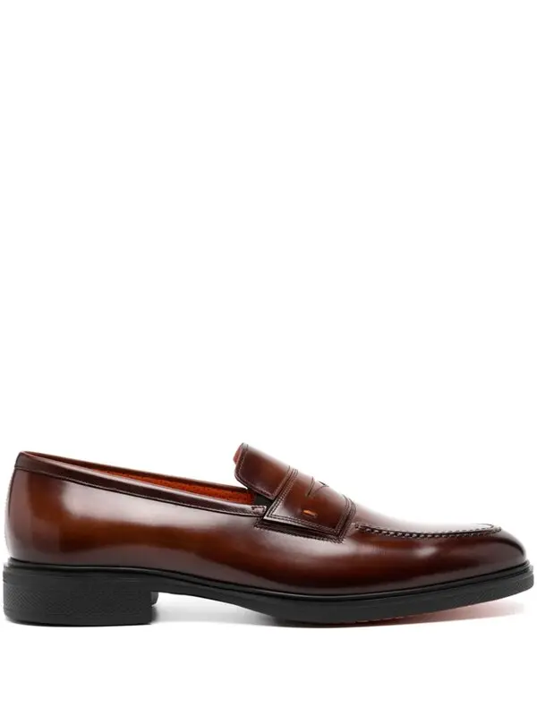 Santoni Leather Loafers - Brown