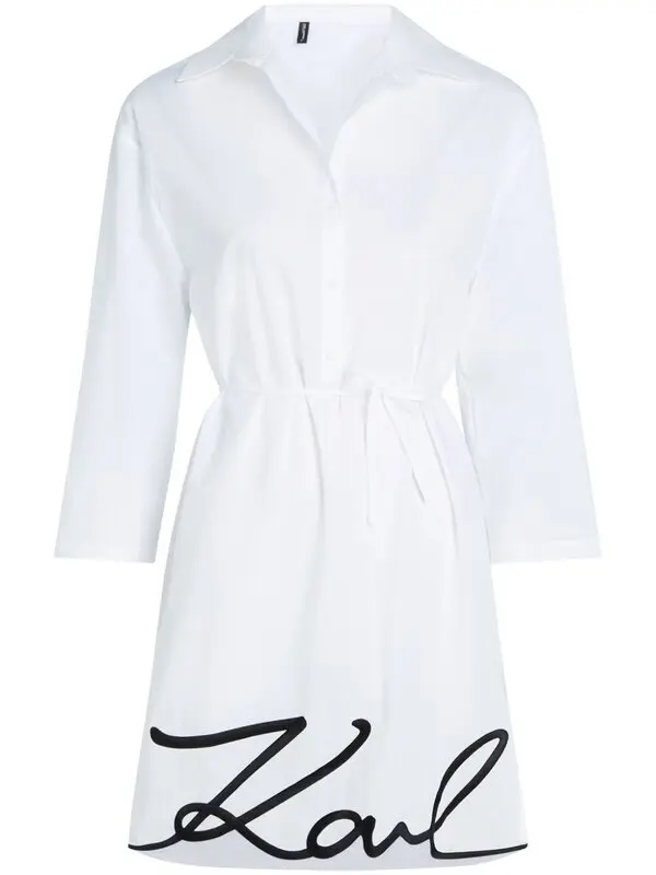 Karl Lagerfeld Dna Signature Semi-sheer Beach Dress - White