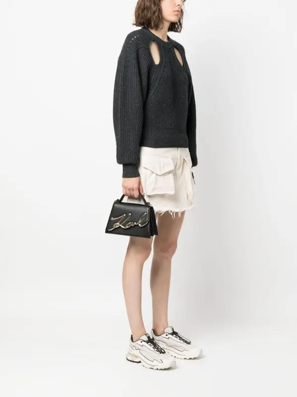 Karl Lagerfeld K/signature Leather Cross Body Bag - Black