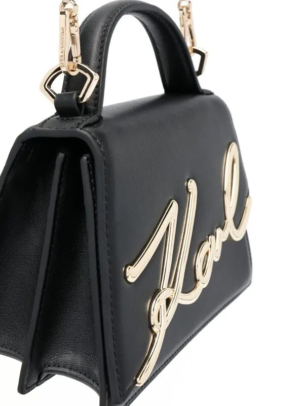 Karl Lagerfeld K/signature Leather Cross Body Bag - Black