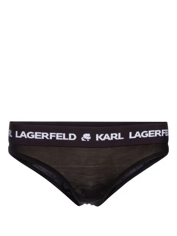 Karl Lagerfeld Logo-waistband Thong - Black