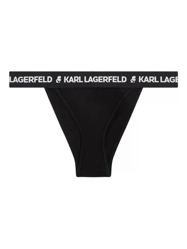 Karl Lagerfeld Logo-waistband Brazilian Briefs - Black