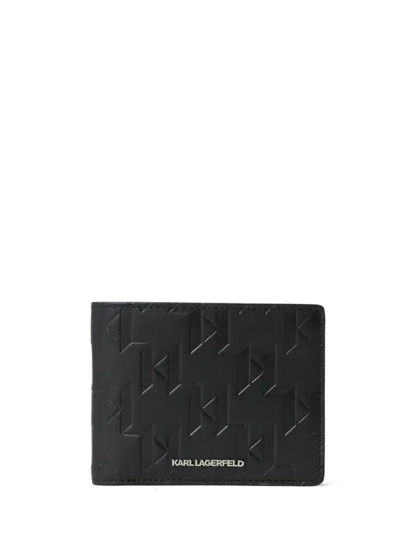 Karl Lagerfeld Small K/loom Bi-fold Leather Wallet - Black