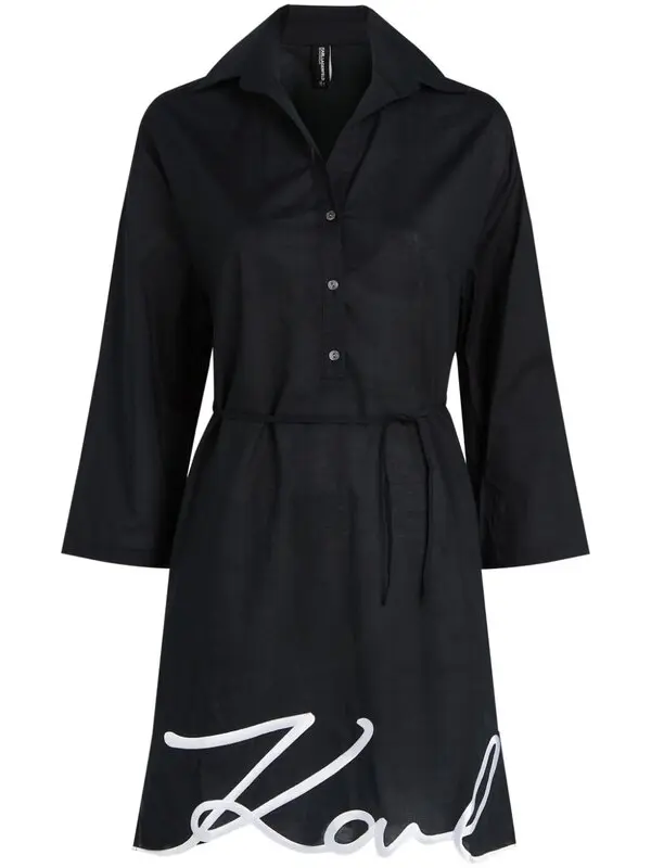 Karl Lagerfeld Dna Signature Semi-sheer Beach Dress - Black