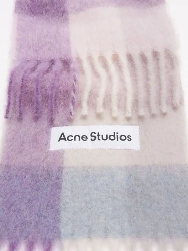 Acne Studios Logo-appliqué Checked Scarf - Purple