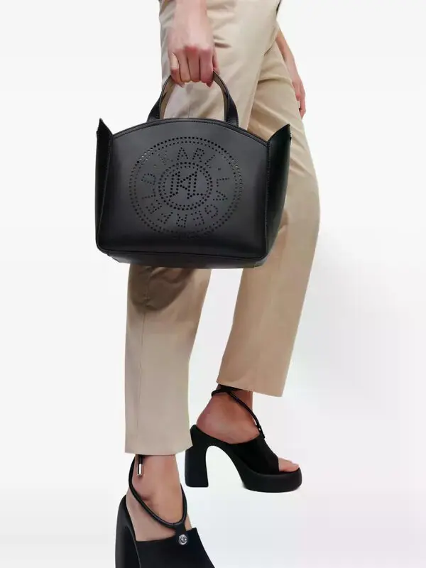 Karl Lagerfeld Perforated-logo Leather Tote Bag