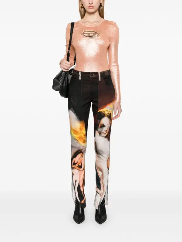 MUGLER X Ambera Wellmann Printed Straight Leg Jeans