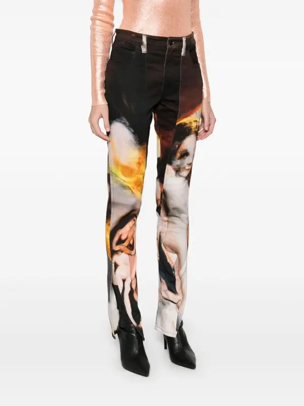 MUGLER X Ambera Wellmann Printed Straight Leg Jeans