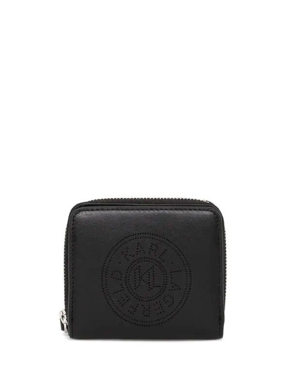 Karl Lagerfeld K/circle Leather Bi-fold Wallet - Black