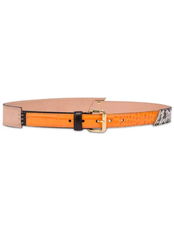 Moschino Patchwork Leather Belt - 1888 - Grigio