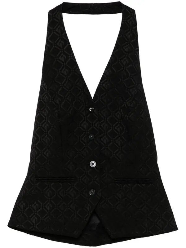 MARINE SERRE Moon Diamond Jacquard Halterneck Top