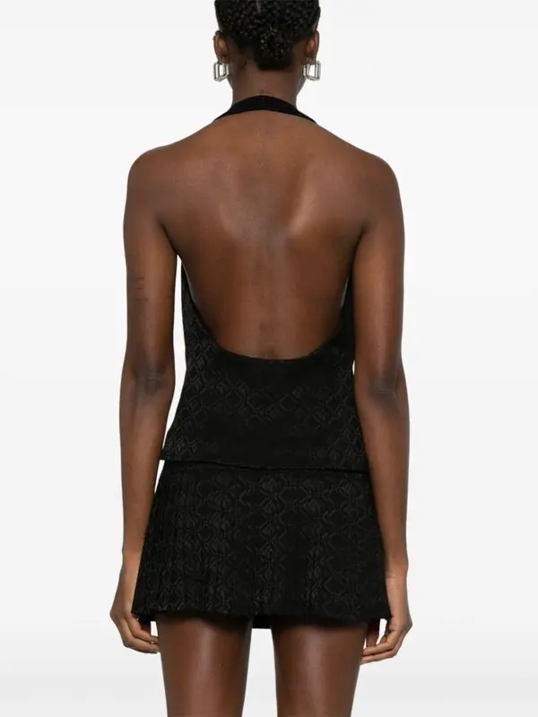 MARINE SERRE Moon Diamond Jacquard Halterneck Top