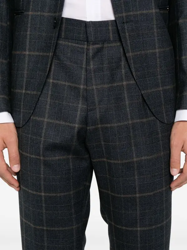 BOSS Checked Stretch-wool Suit - Blue