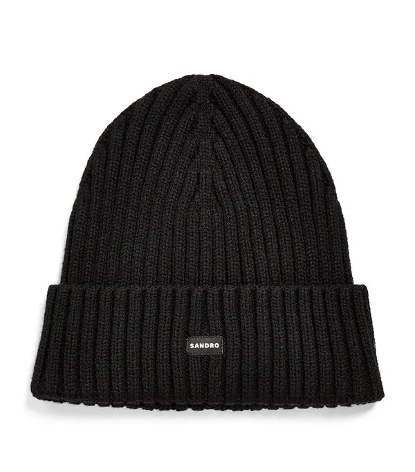 Sandro Ribbed Beanie - Black
