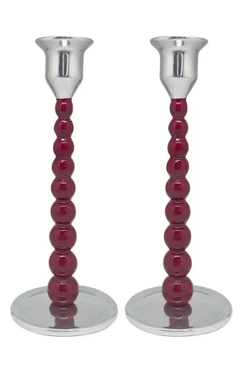 MARIPOSA Set Of 2 Pearled Candleholders