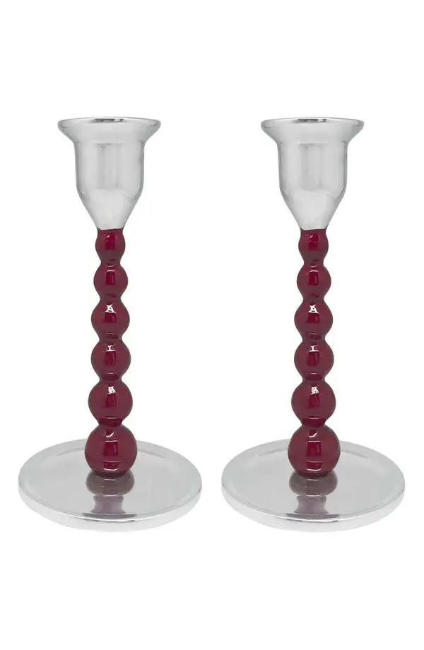 MARIPOSA Set Of 2 Pearled Candleholders