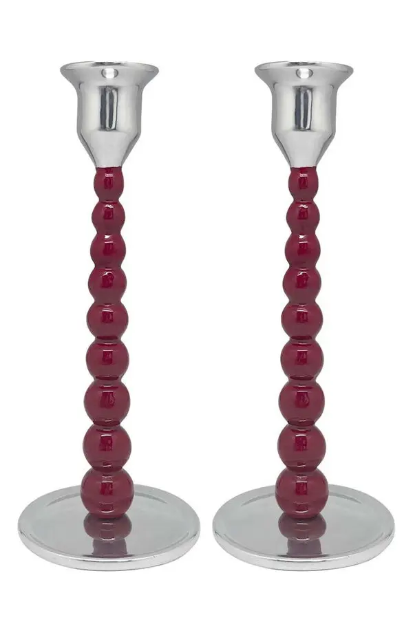 MARIPOSA Set Of 2 Pearled Candleholders
