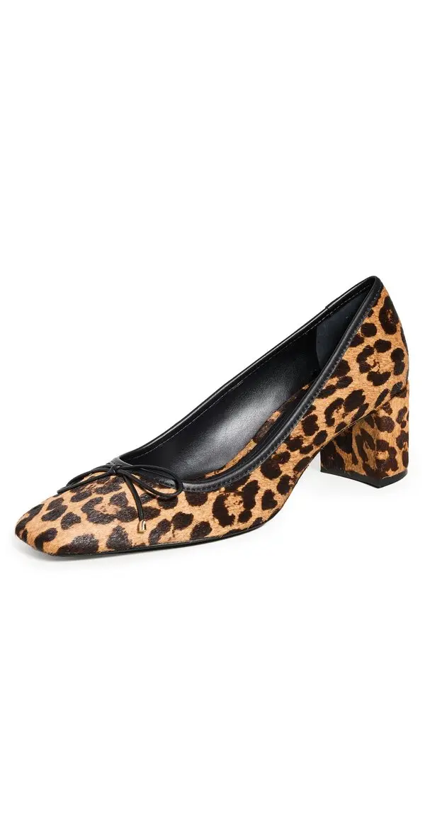 Schutz Arissa Leopard Print Block Heel Pumps In Natural/Black - 70