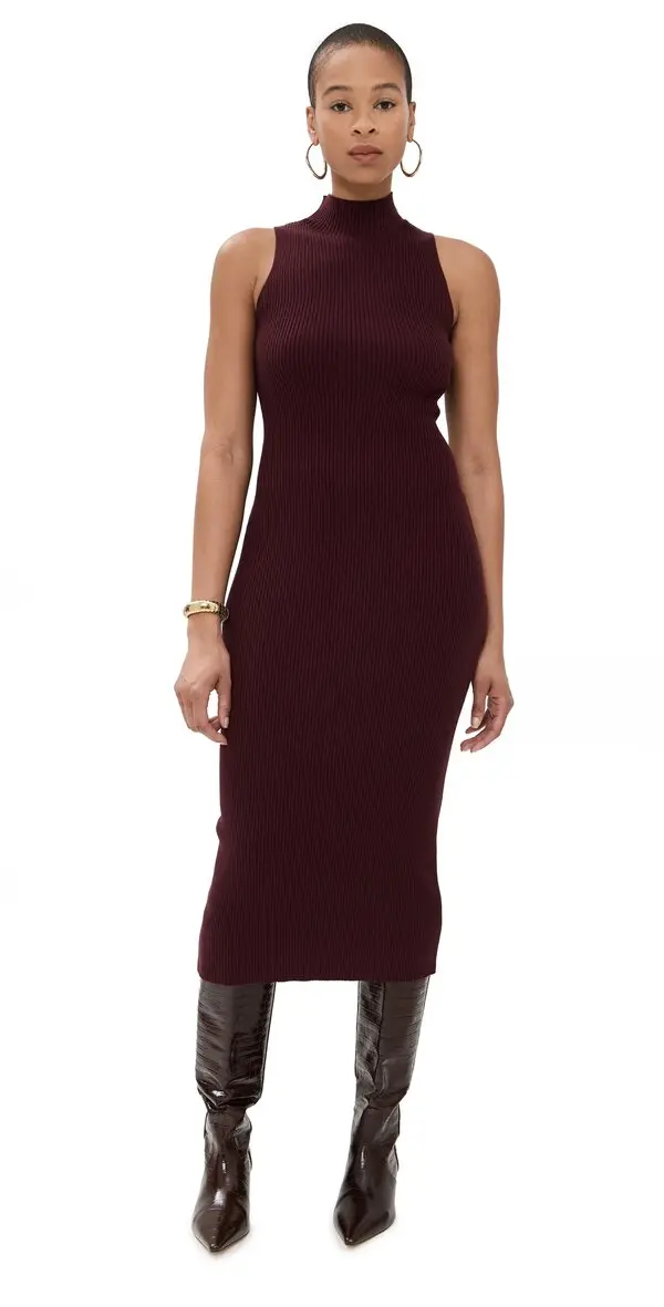 slim fit dress slacks MAVI Women's Mock Neck Sweater Dress in Black main image 1