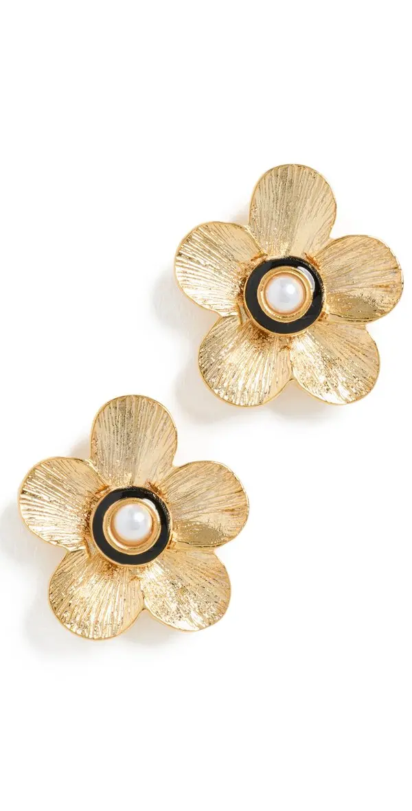 KENNETH JAY LANE Flower Pierced Earrings - Pearl