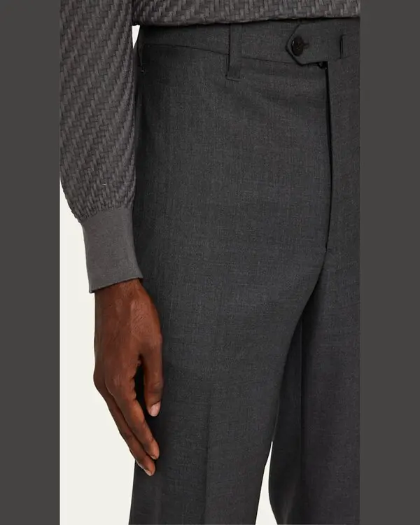 Cesare Attolini Super 150's Wool Flat-front Trousers