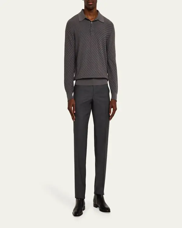 Cesare Attolini Super 150's Wool Flat-front Trousers