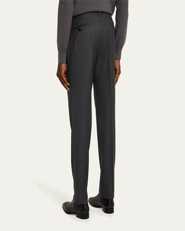 Cesare Attolini Super 150's Wool Flat-front Trousers