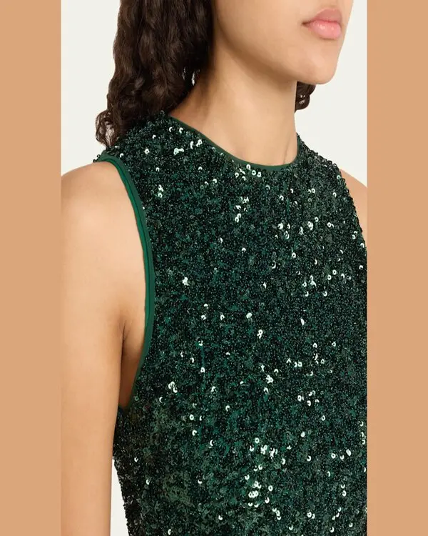 Party Short Emerald Green Cocktail Dress Alice Olivia Coley Sequined Mini  Dress Forest Green Editorialist
