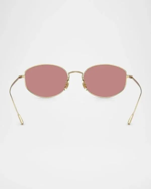 Oliver Spencer Titanium Oval Sunglasses - Pink