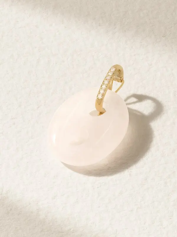 JENNA BLAKE Stone Mariner Rose Quartz And Diamond Pendant - White