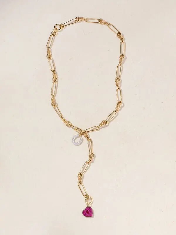 LUCY DELIUS Twisted Chain, Horseshoe And Heart Convertible Necklace - Gold