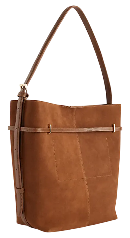 VERAFIED Belted Suede Tote Bag