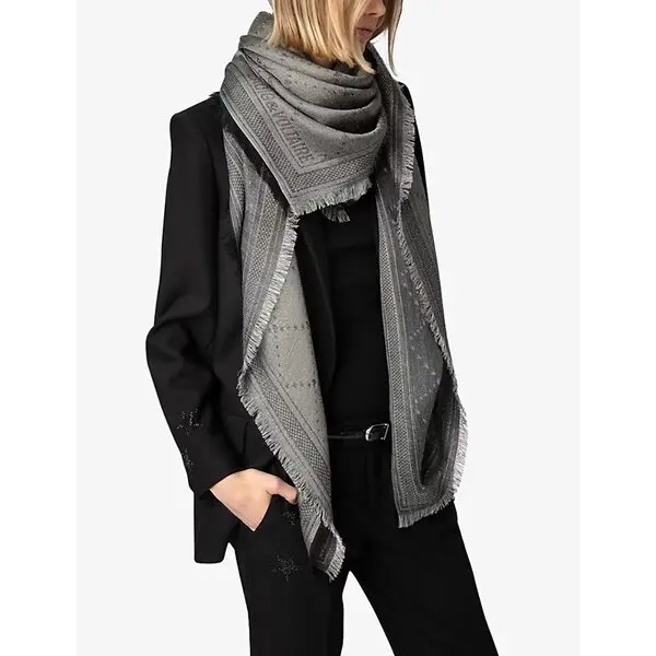Zadig&Voltaire Glenn Monogram-jacquard Metallic-woven Scarf - Street
