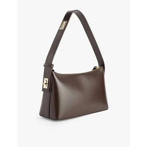 VERAFIED Leather Hobo Shoulder Bag - Dark Brown