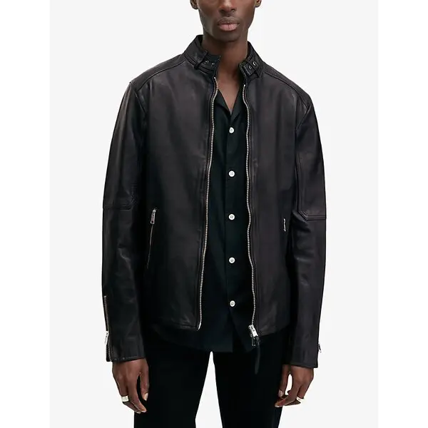ALLSAINTS Cora Regular-fit Snapback-collar Leather Jacket - Jet Black