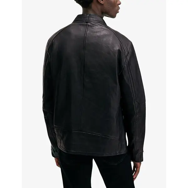 ALLSAINTS Cora Regular-fit Snapback-collar Leather Jacket - Jet Black