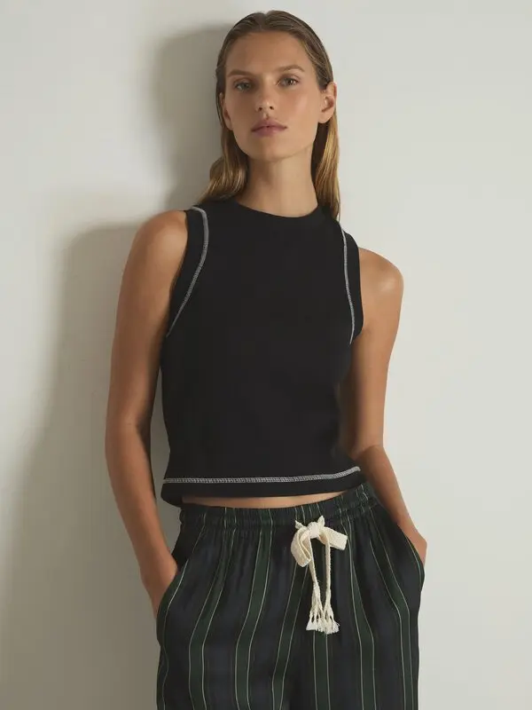 REISS Lea Cotton-blend Sleeveless Top
