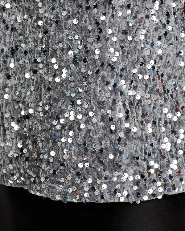 Steve Madden Cressa Sequined Velvet Top - Grey