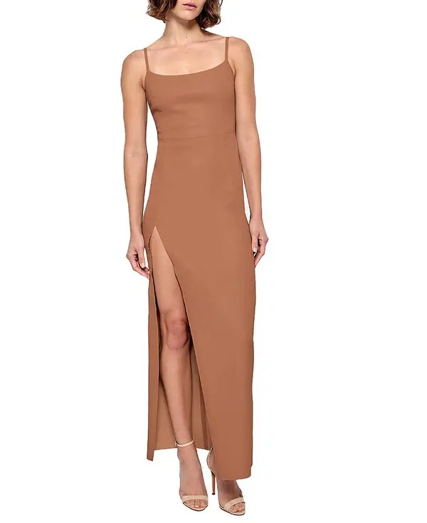 As By Df Aphrodite Stretch Leather Maxi Dress - Caramel | Editorialist