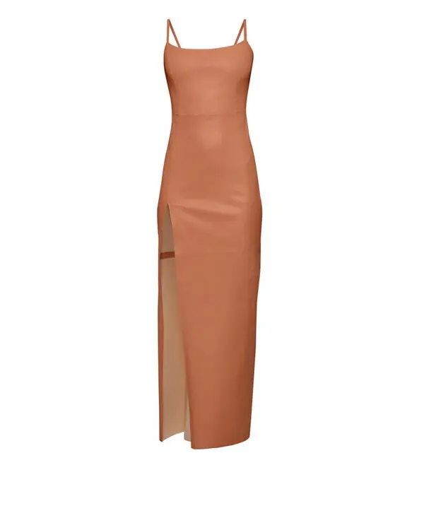 AS By DF Aphrodite Stretch Leather Maxi Dress - Caramel