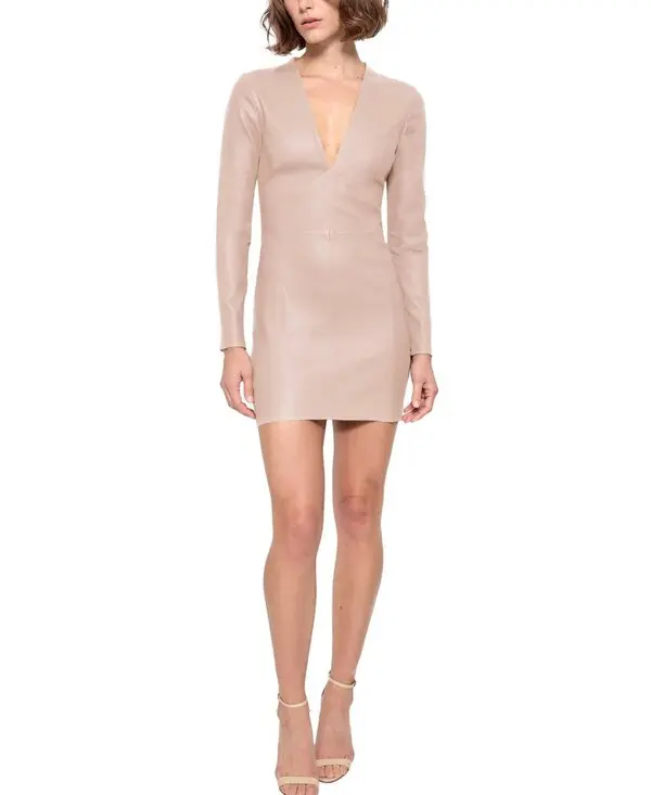 AS By DF Demeter Stretch Leather Mini Dress - Chai