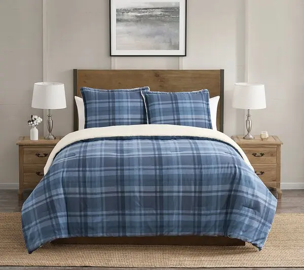 VCNY HOME Plaid 3-piece Brushed Cotton Comforte R Set, F/ Q - One-color