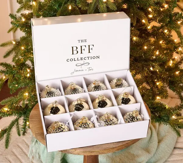 BFF COLLECTION BY JENNIE & TORI As Is Bff Collection Metallic Glass Ornaments W/box - One-color